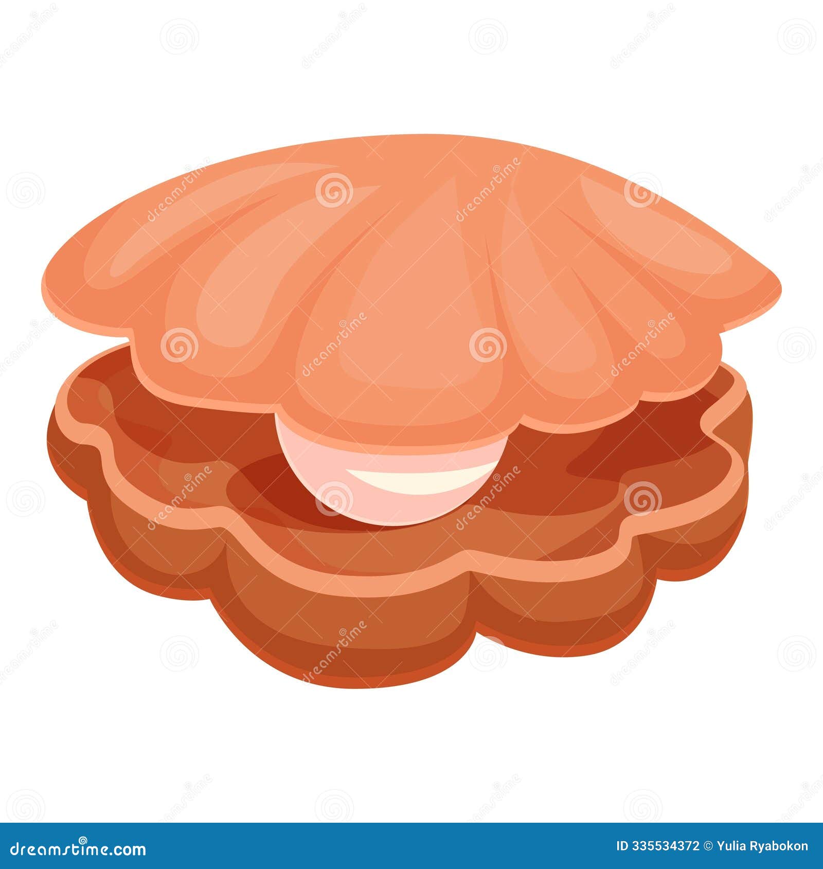 Open Shell With White Pearl And Flaps. Beige Half Open Shell Doors With ...