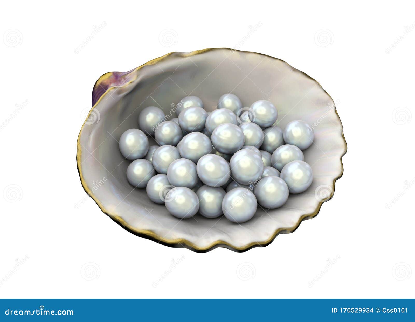 Open Shell with White Pearls Isolated. Beautiful Half of Shell and ...