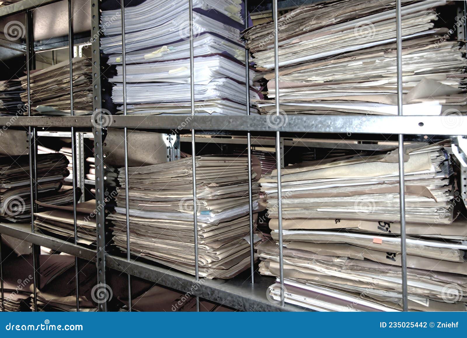 Open Shelves with Old Files, Folders and Documents in an Archive Room ...
