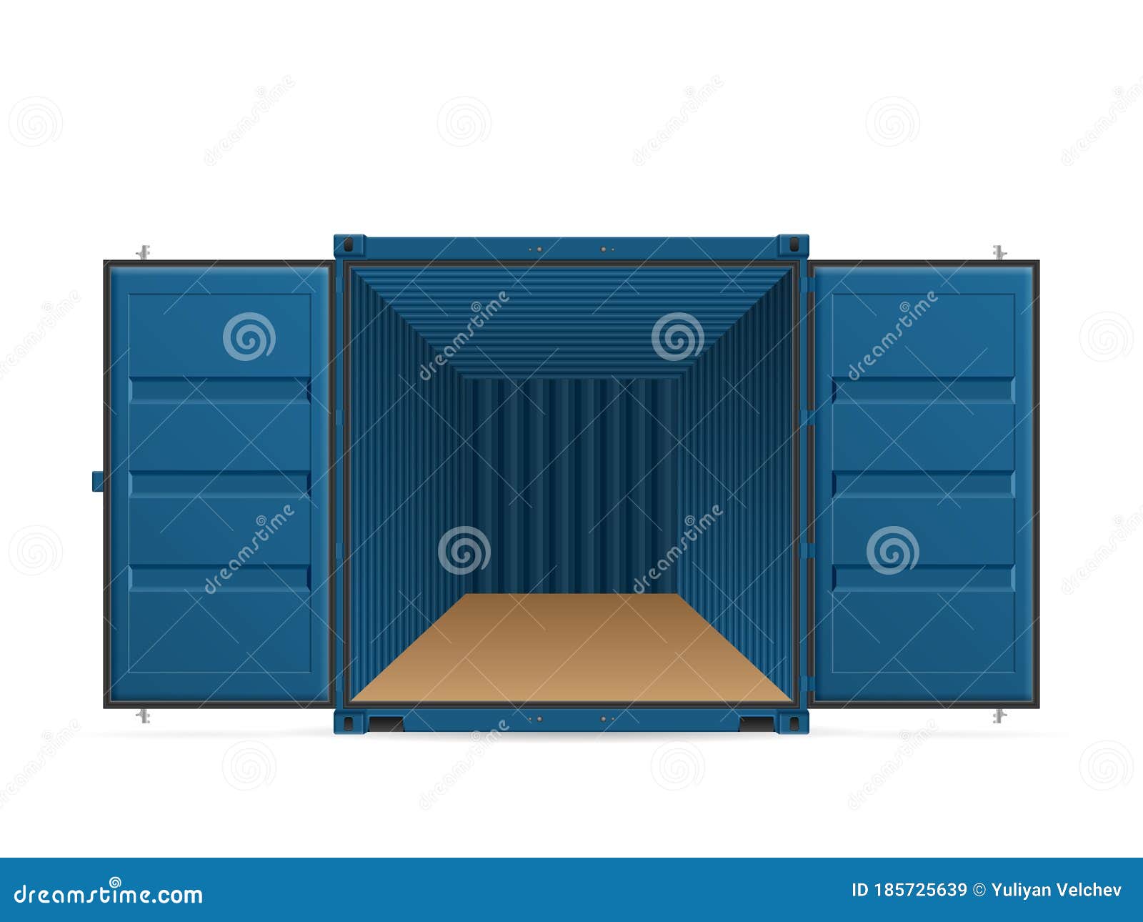 Open Shipping Cargo Container With Wooden Boxes Vector Illustration ...