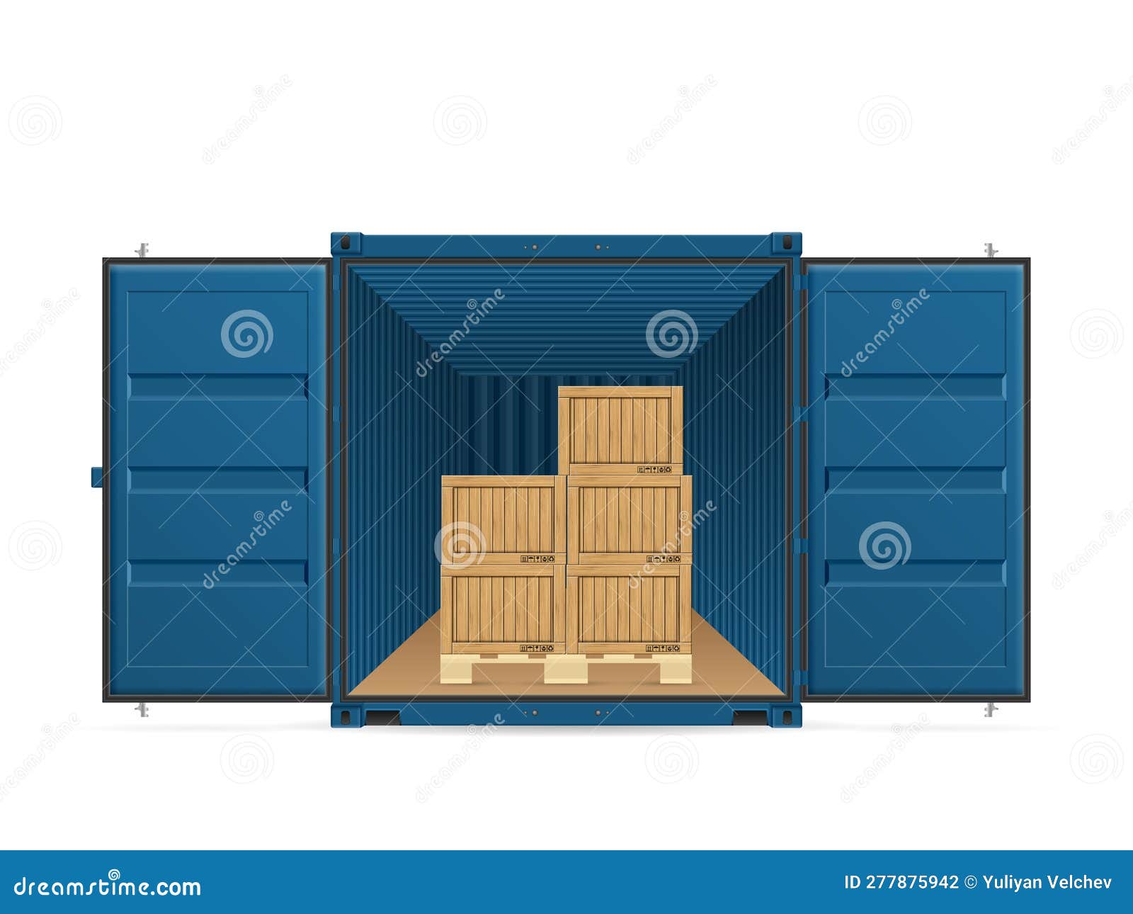 Open Shipping Cargo Container With Boxes Cartoon Vector | CartoonDealer ...