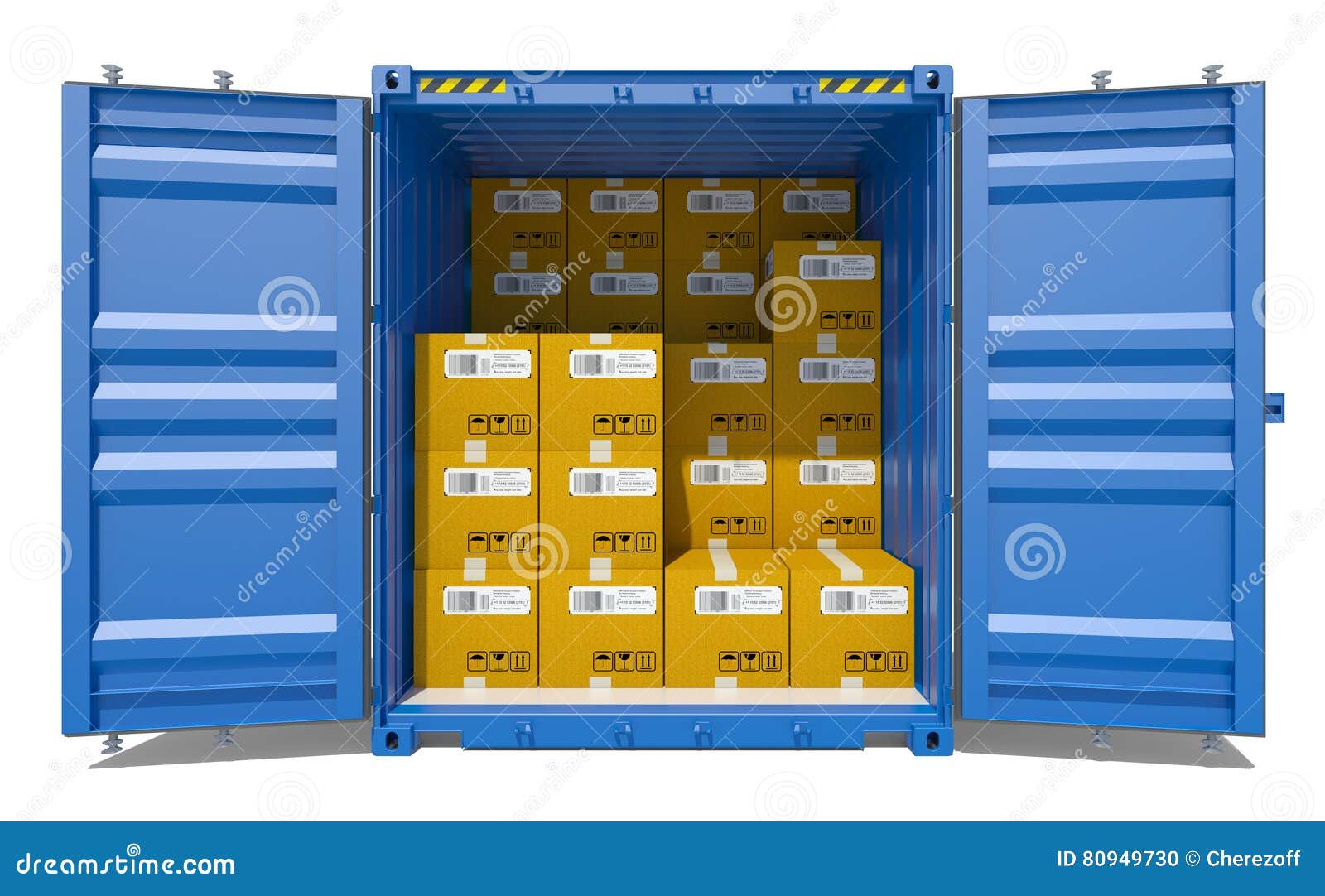 Open Shipping Container with Cardboard Boxes Stock Illustration ...