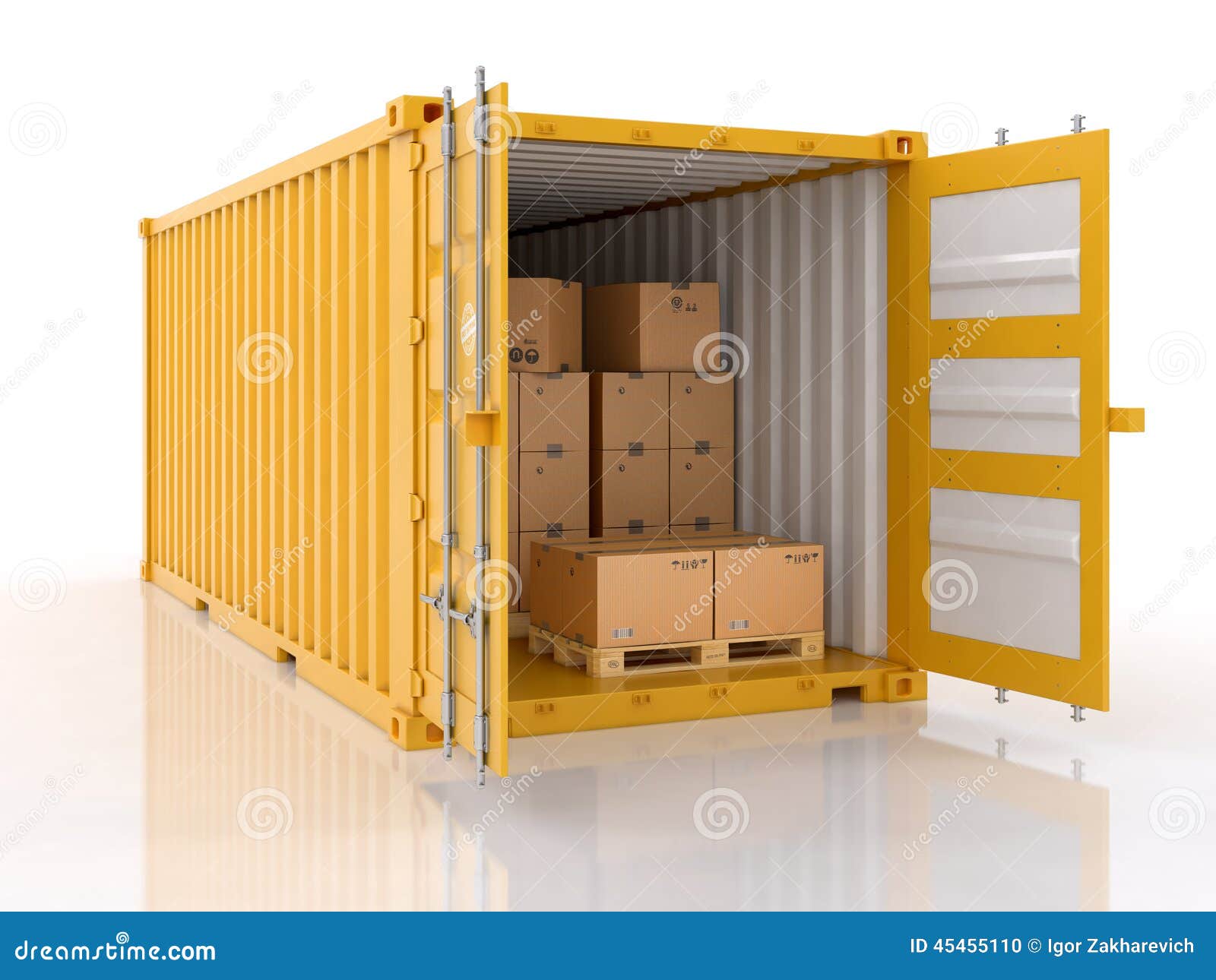 Open Shipping Cargo Container With Boxes Cartoon Vector | CartoonDealer ...