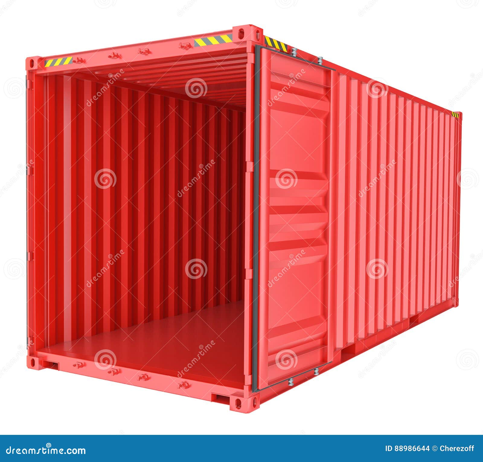 Open Shipping Container Isolated on White Stock Illustration ...