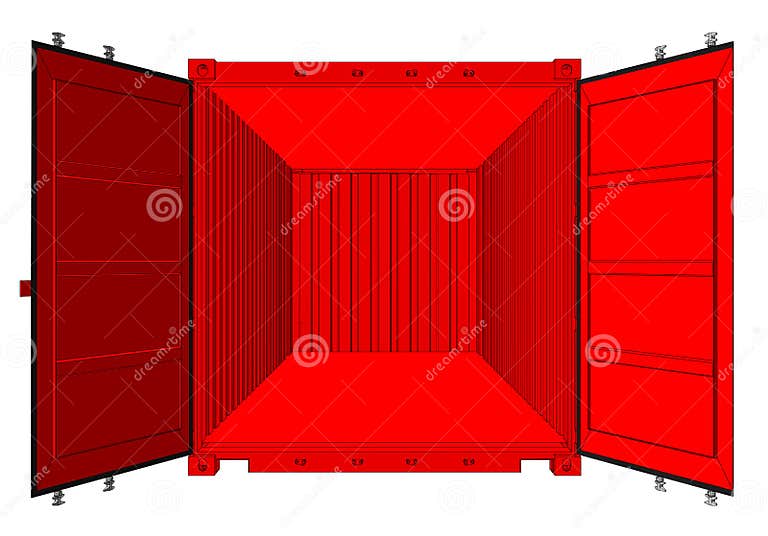 Open Shipping Container Isolated on White Stock Vector - Illustration ...