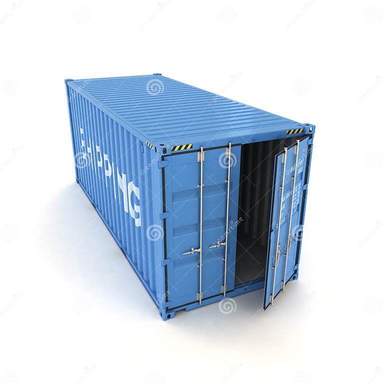 Open Shipping Container on a White Stock Illustration - Illustration of ...