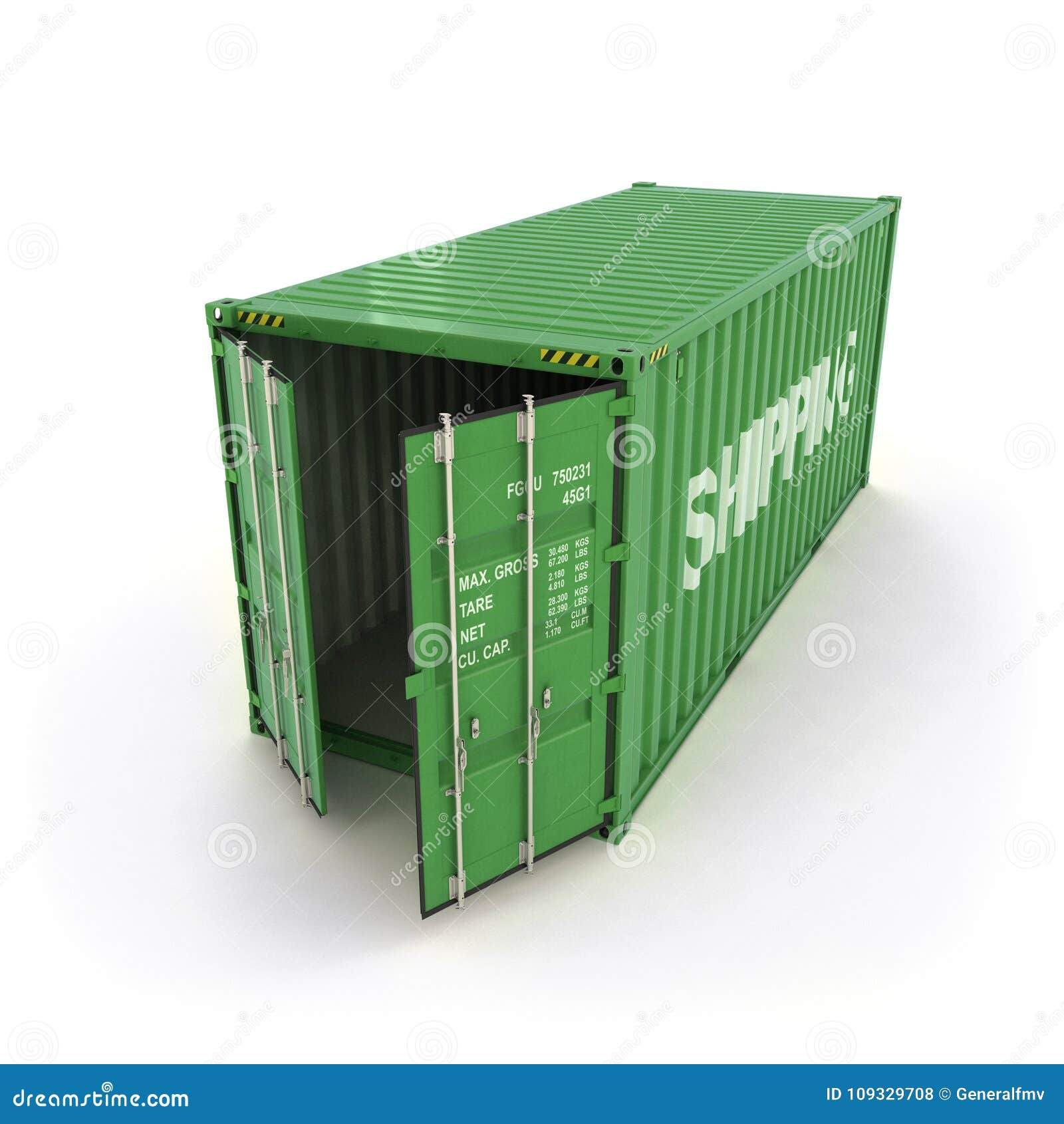 Open Shipping Container on a White Stock Illustration - Illustration of ...