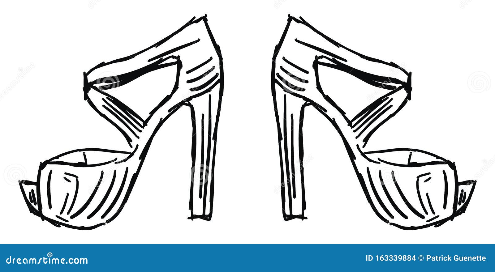 Open Shoes Sketch, Illustration, Vector Stock Illustration ...