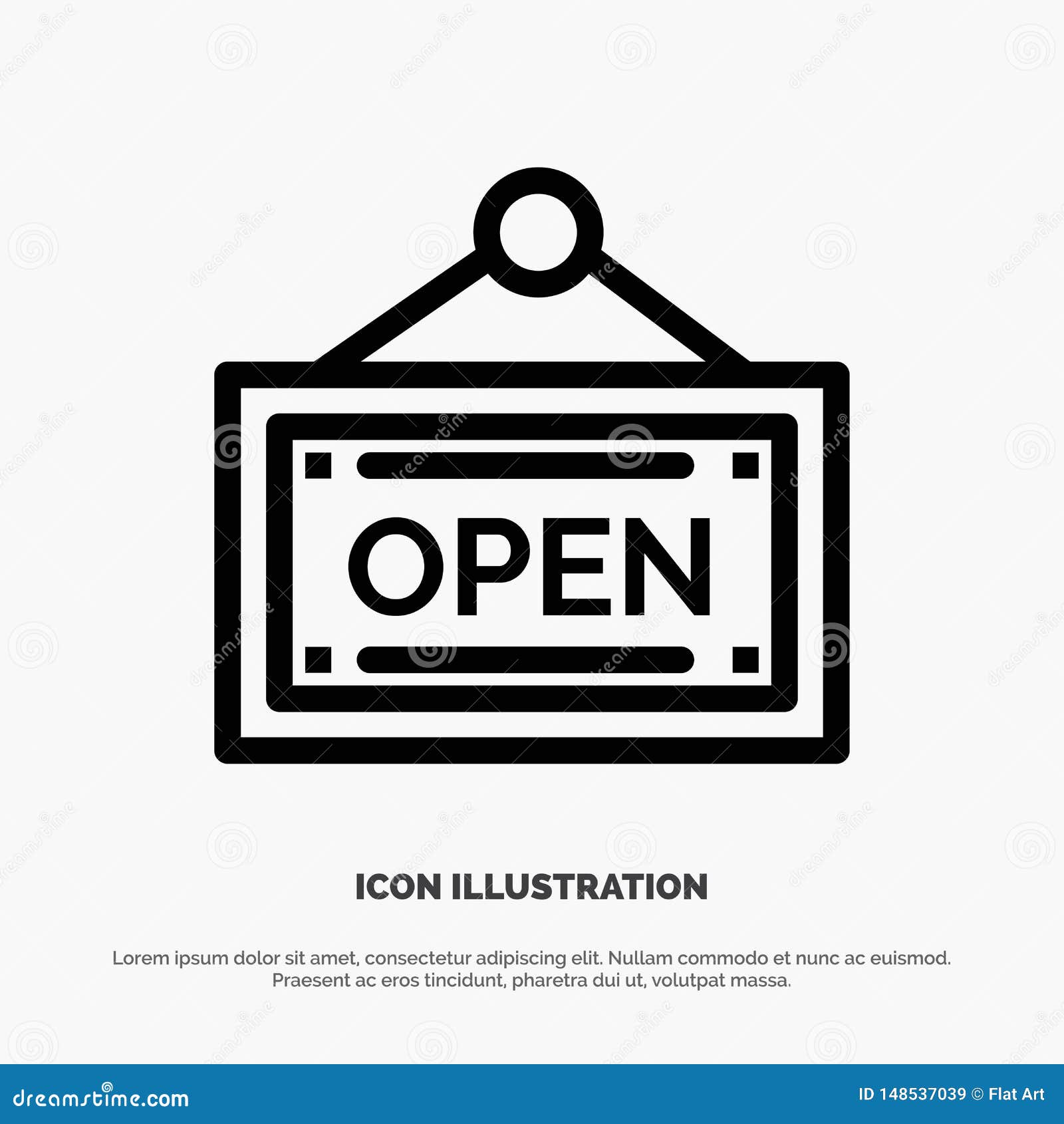 Open, Shop, Board Vector Line Icon Stock Vector - Illustration of black ...
