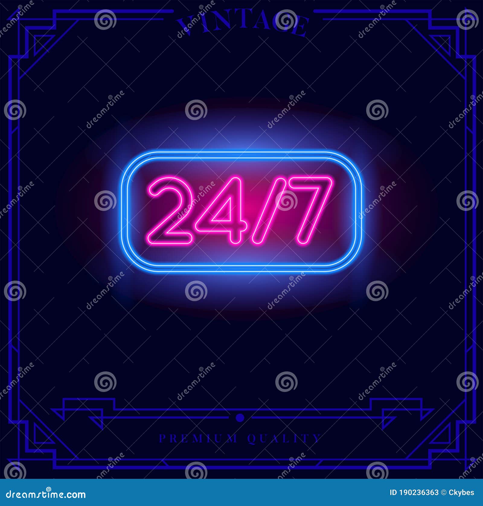 Open Shop 24/7 Neon Light Sign. Stock Vector - Illustration of wall ...