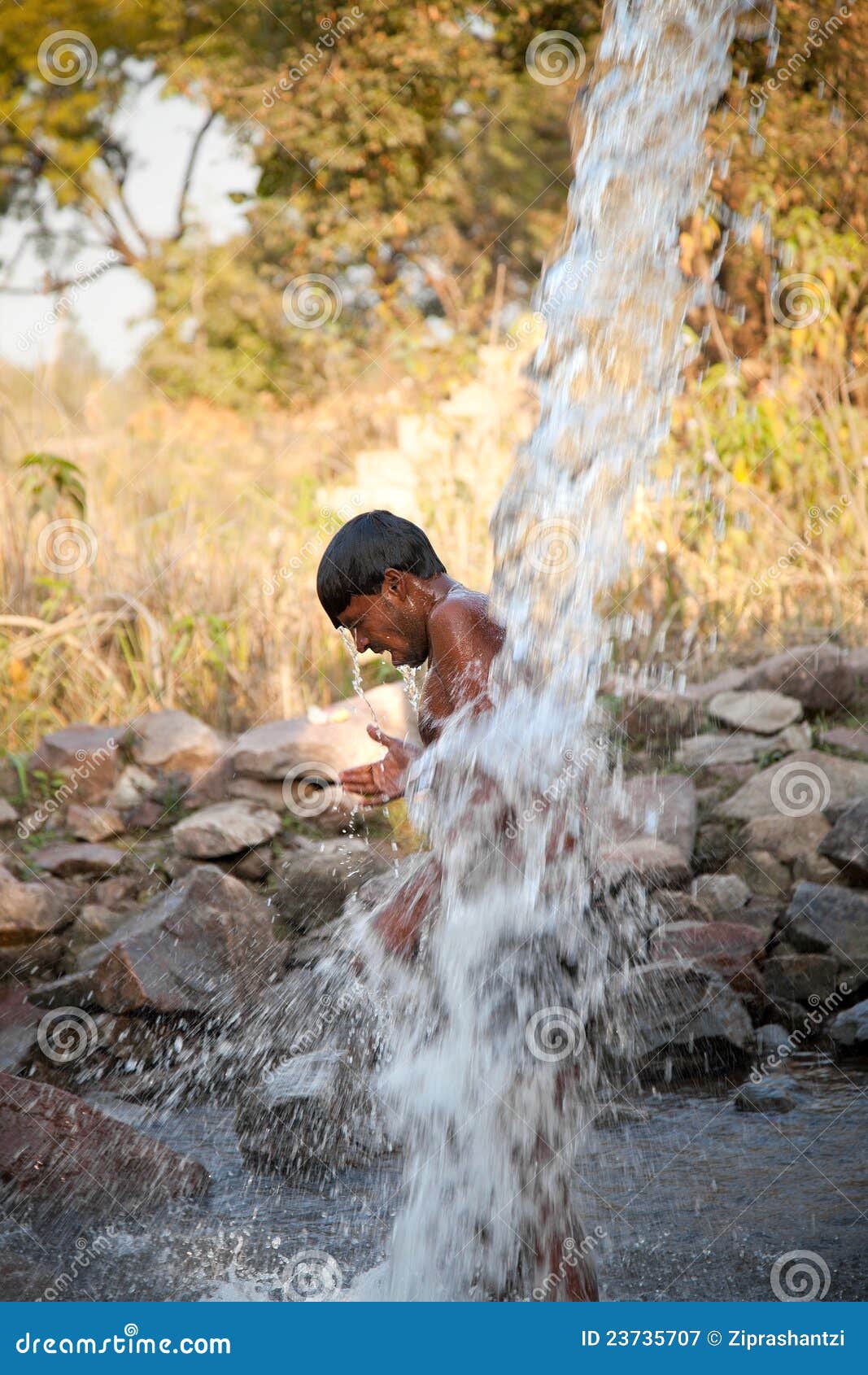 Open shower by indian man editorial photography. Image of cooling ...