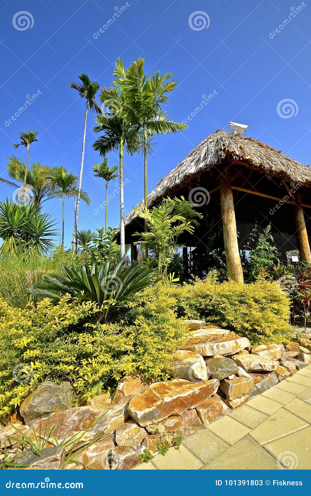 Open Sided Building in a Tropical Island Stock Image - Image of beach ...