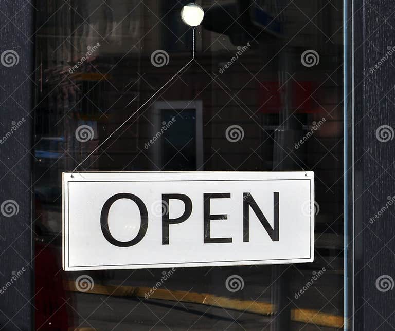 Open sign stock photo. Image of city, showcase, shadows - 45553798