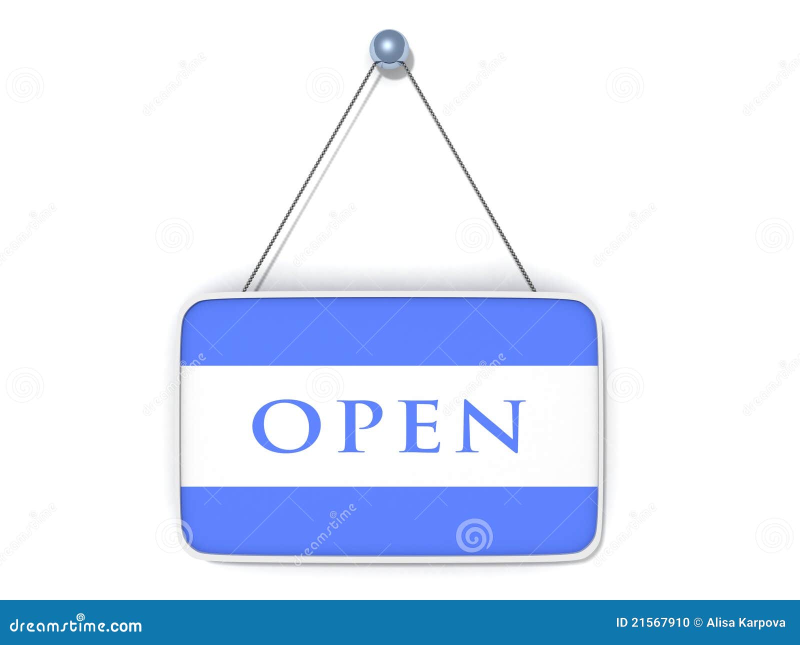 Open Sign Blue Plate on White Stock Photo - Image of chain, hanging ...