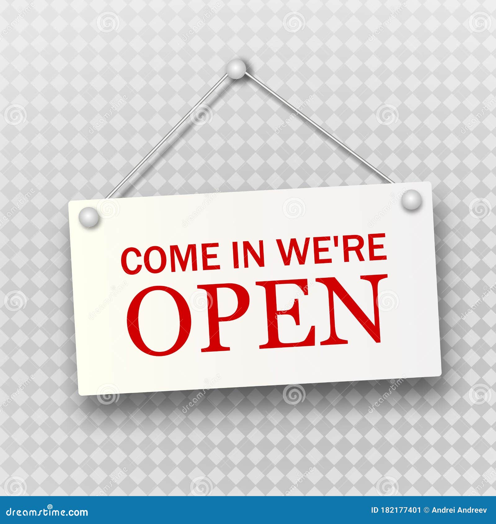 Open Sign Board Hanging on the White Wall. Stock Vector - Illustration ...