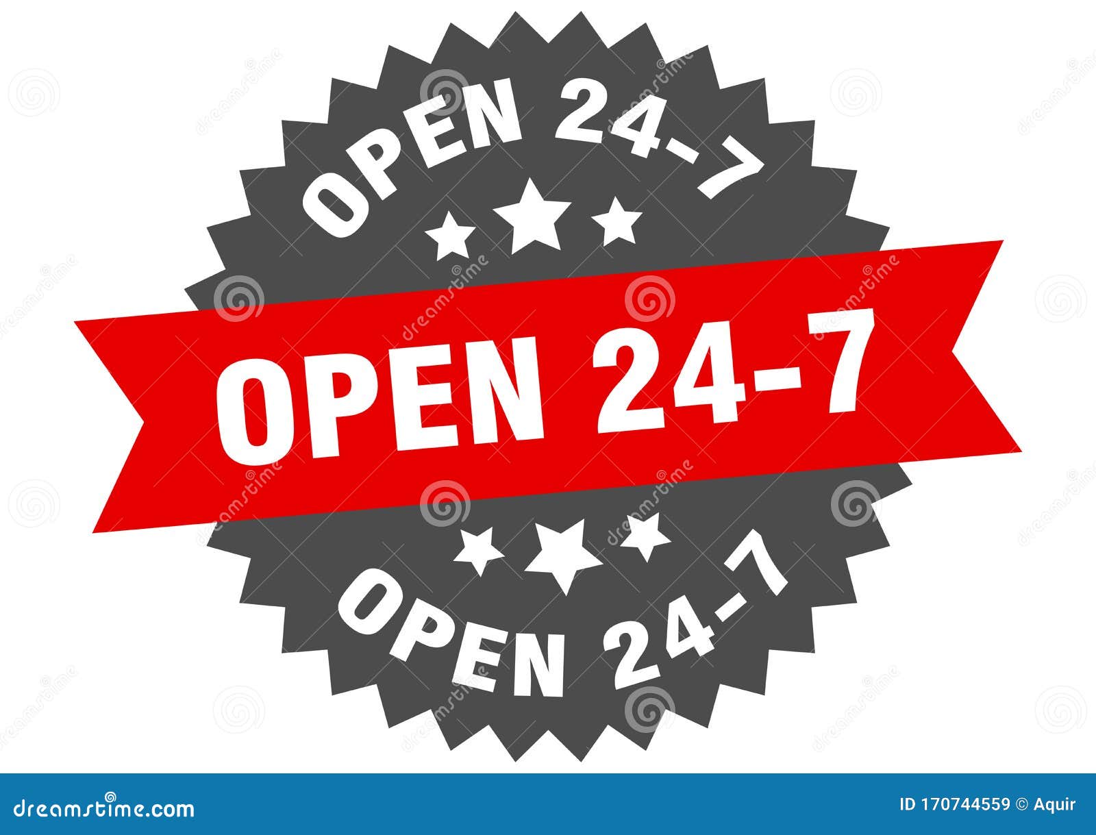 Open 24 7 Sign. Open 24 7 Circular Band Label. Open 24 7 Sticker Stock ...