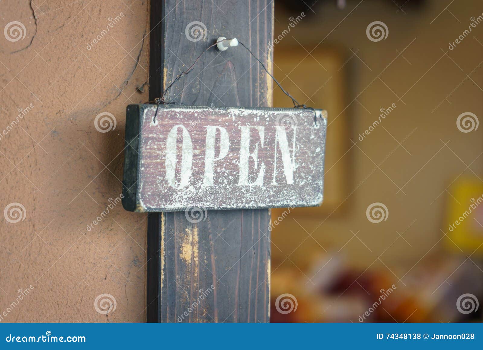 Open sign on door. stock photo. Image of window, banner - 74348138