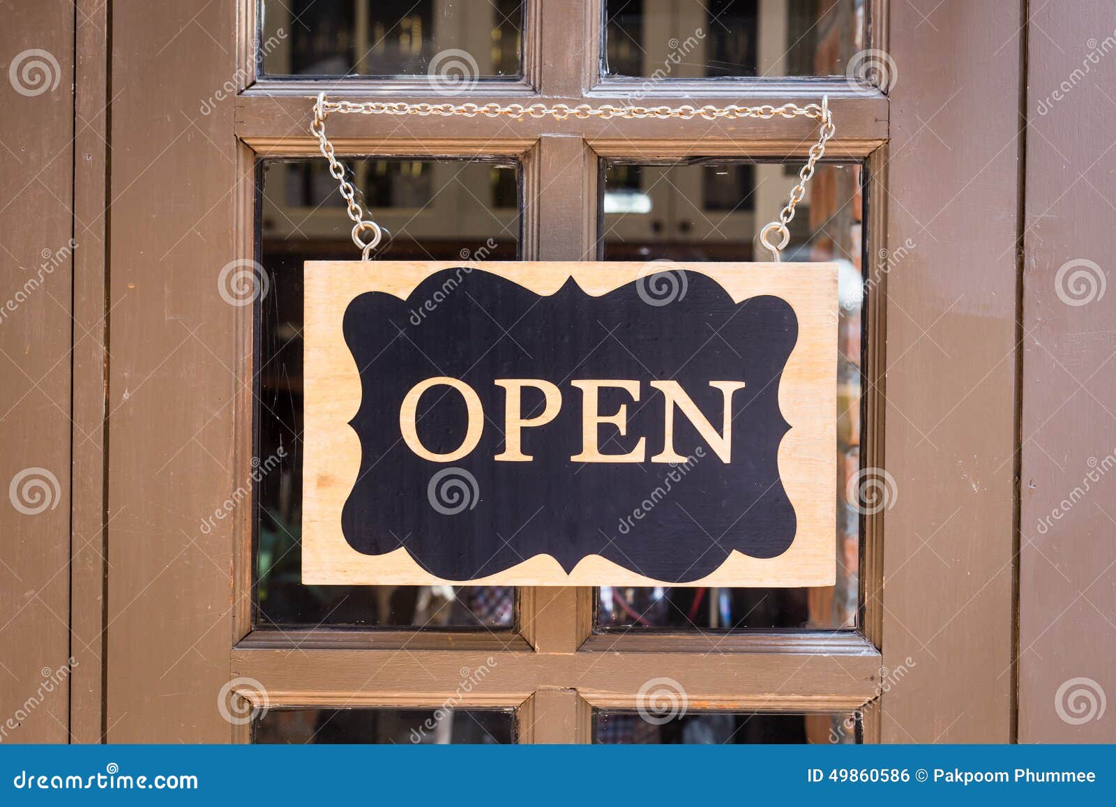 Open Sign Hanging on Deluxe Door Stock Photo - Image of declaration ...