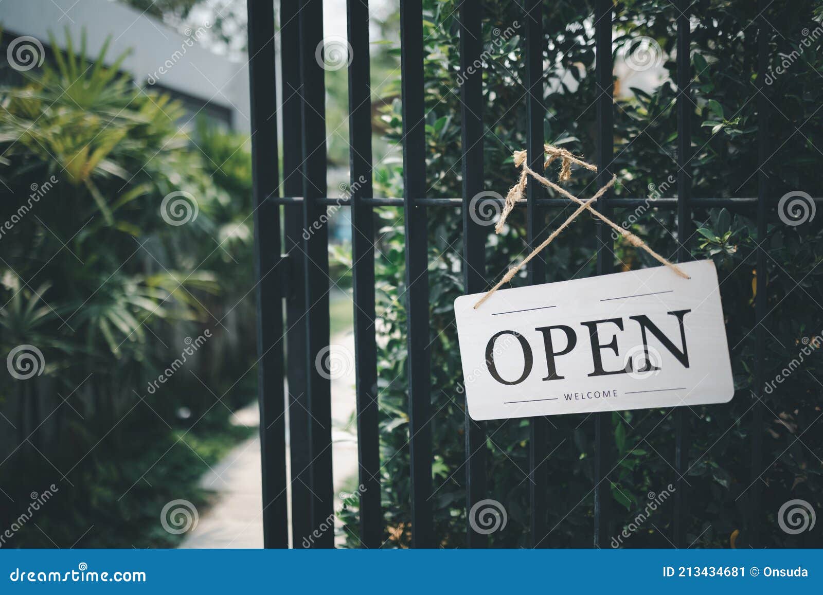 Open Sign Hanging in Front of Cafe Stock Image - Image of available ...