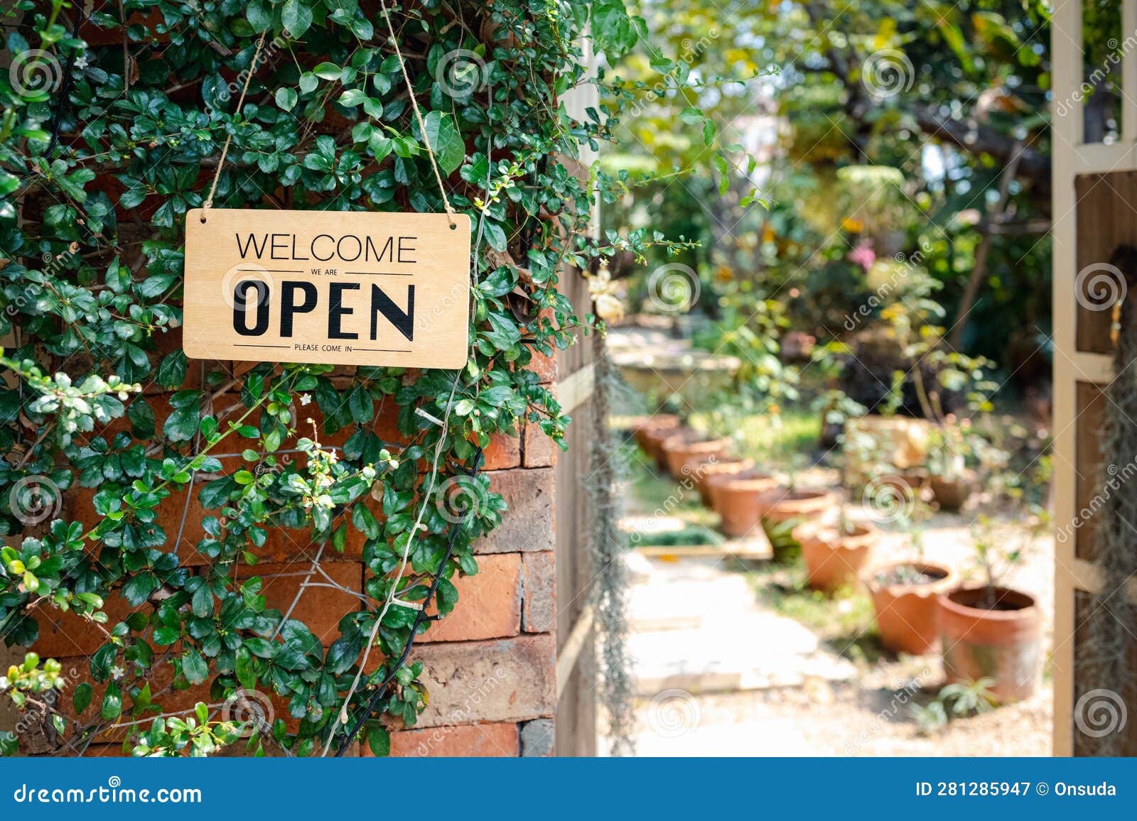 Open Sign Hanging in Front of Cafe Stock Image - Image of rest, hour ...
