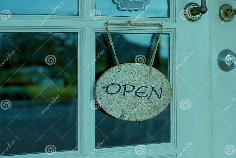 Open Sign Hanging in Front of Shop Stock Image - Image of vintage ...