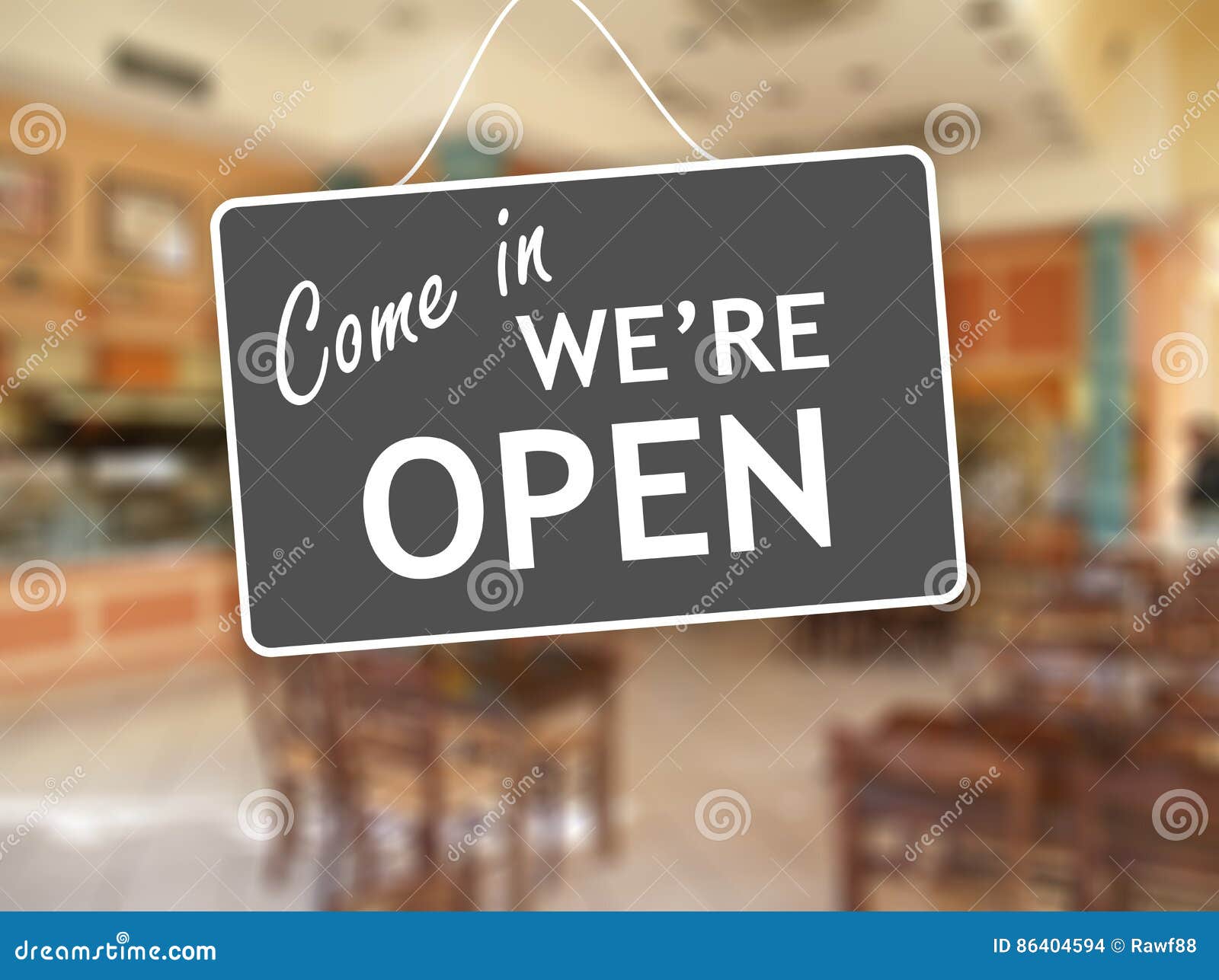 We are Open Sign on Glass Storefront Stock Photo - Image of festive ...