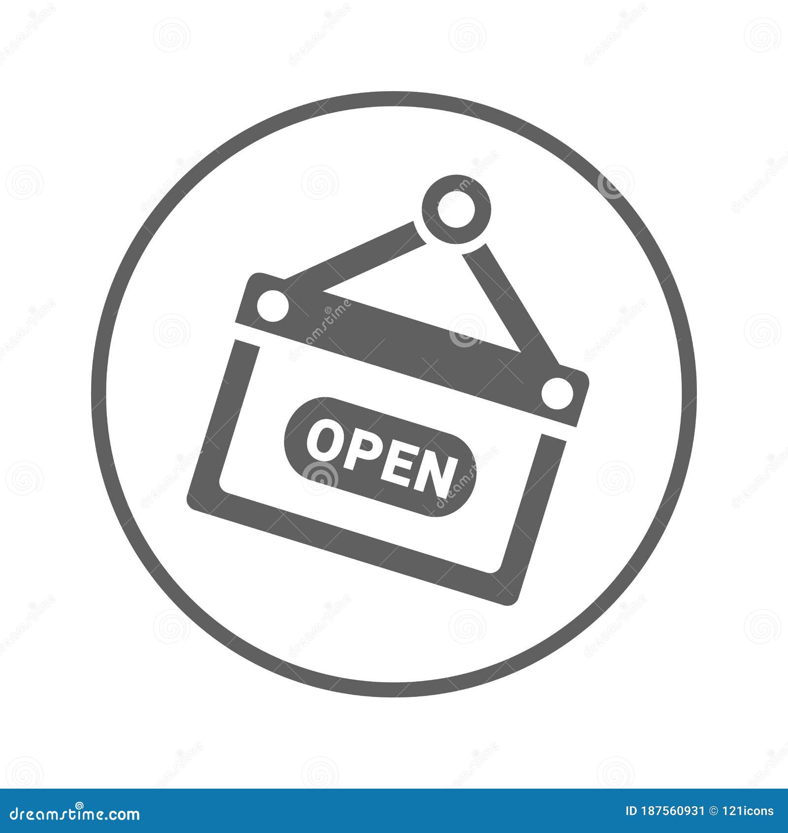 Open Sign Icon, Gray Vector Graphics Stock Vector - Illustration of ...
