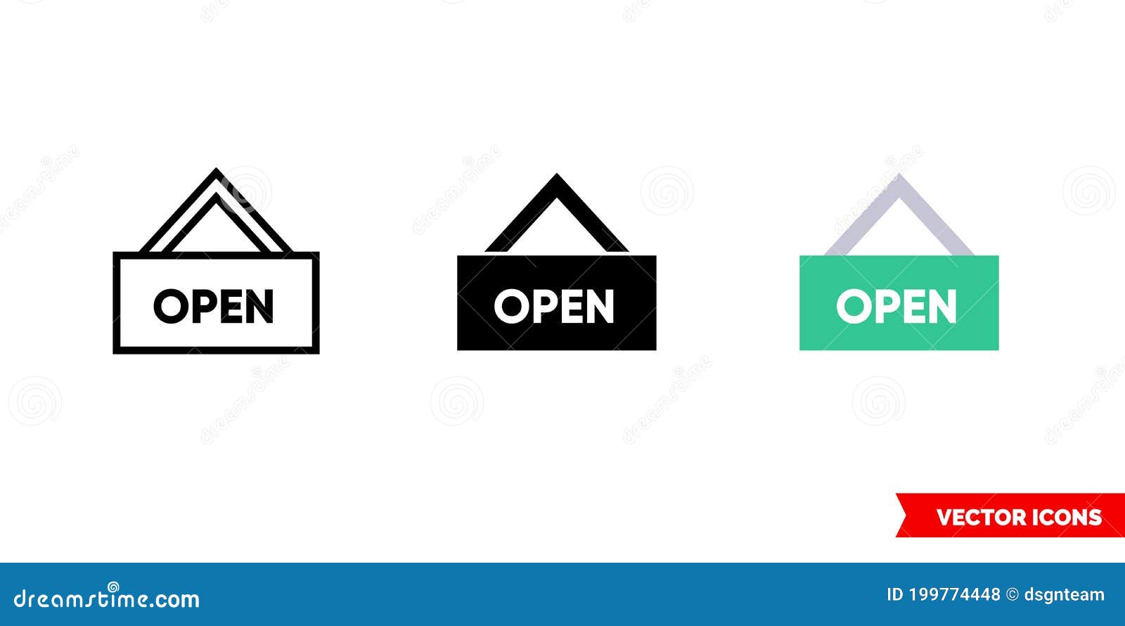 Open Sign Icon of 3 Types Color, Black and White, Outline. Isolated ...