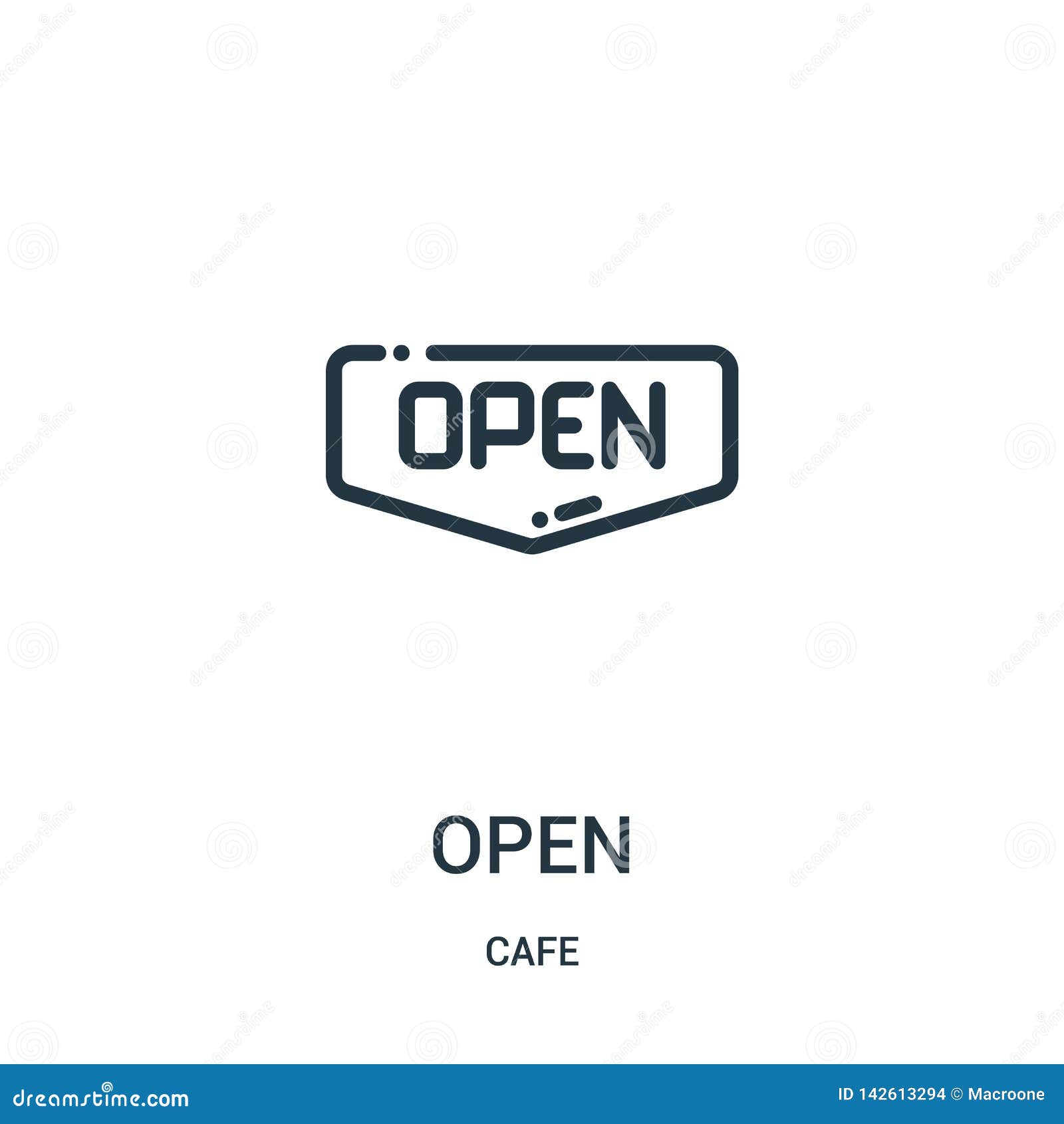 Open Sign Icon Vector from Cafe Collection. Thin Line Open Sign Outline ...