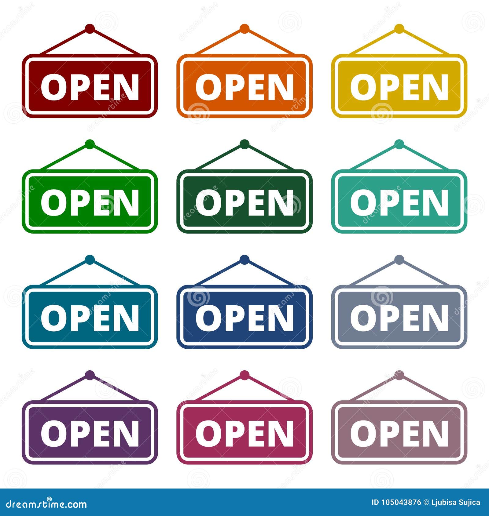 Open sign icons set stock vector. Illustration of isolated - 105043876