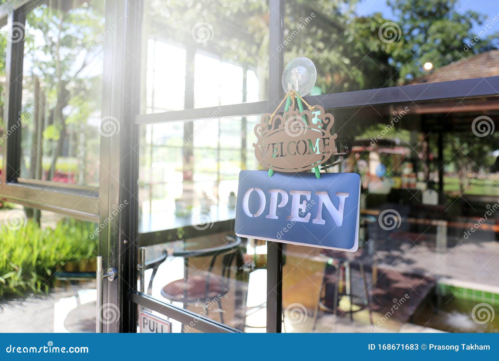 Open Sign Inside the Store Door Stock Image - Image of outdoor, flag ...
