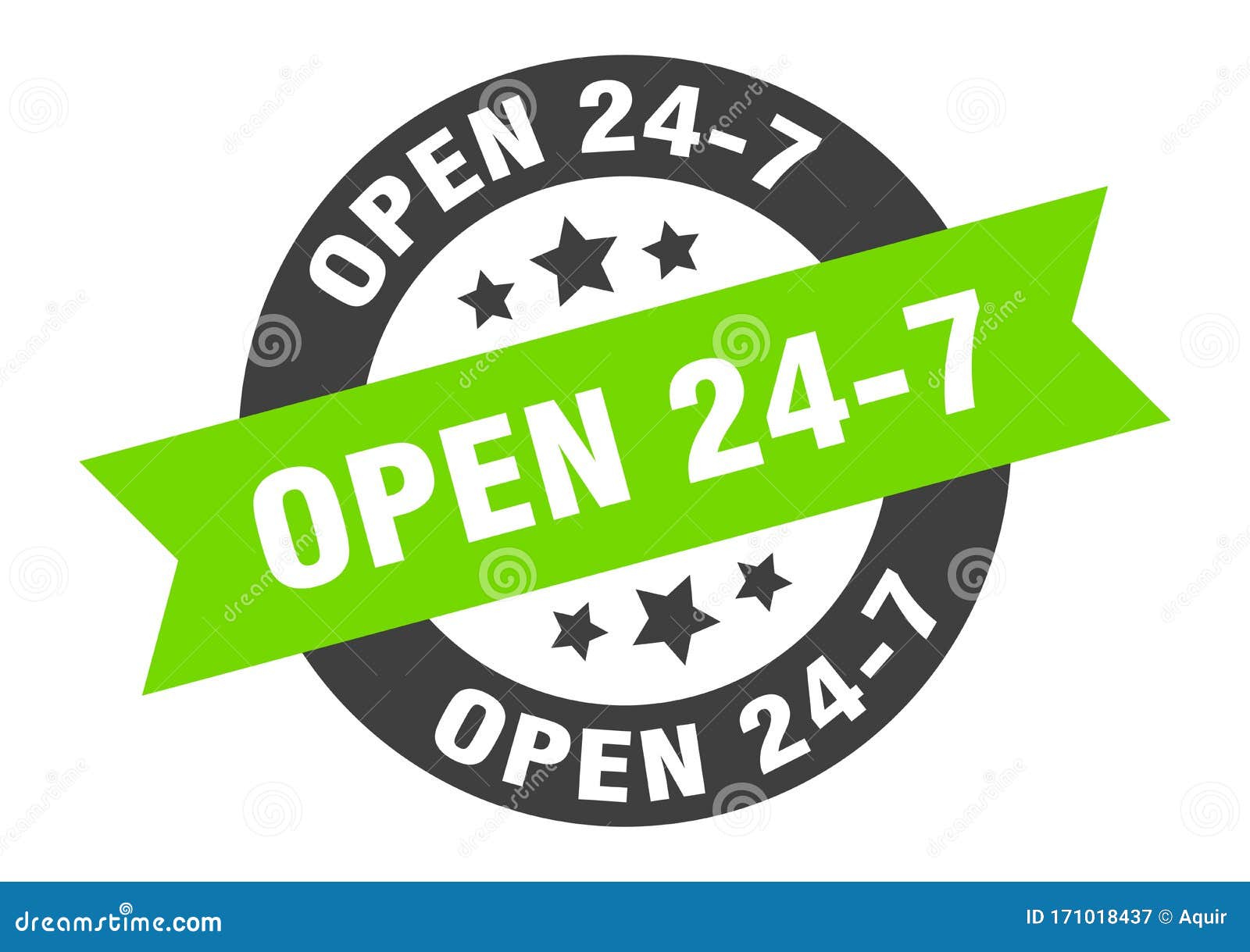 Open 24 7 Sign. Open 24 7 Round Ribbon Sticker Stock Vector ...