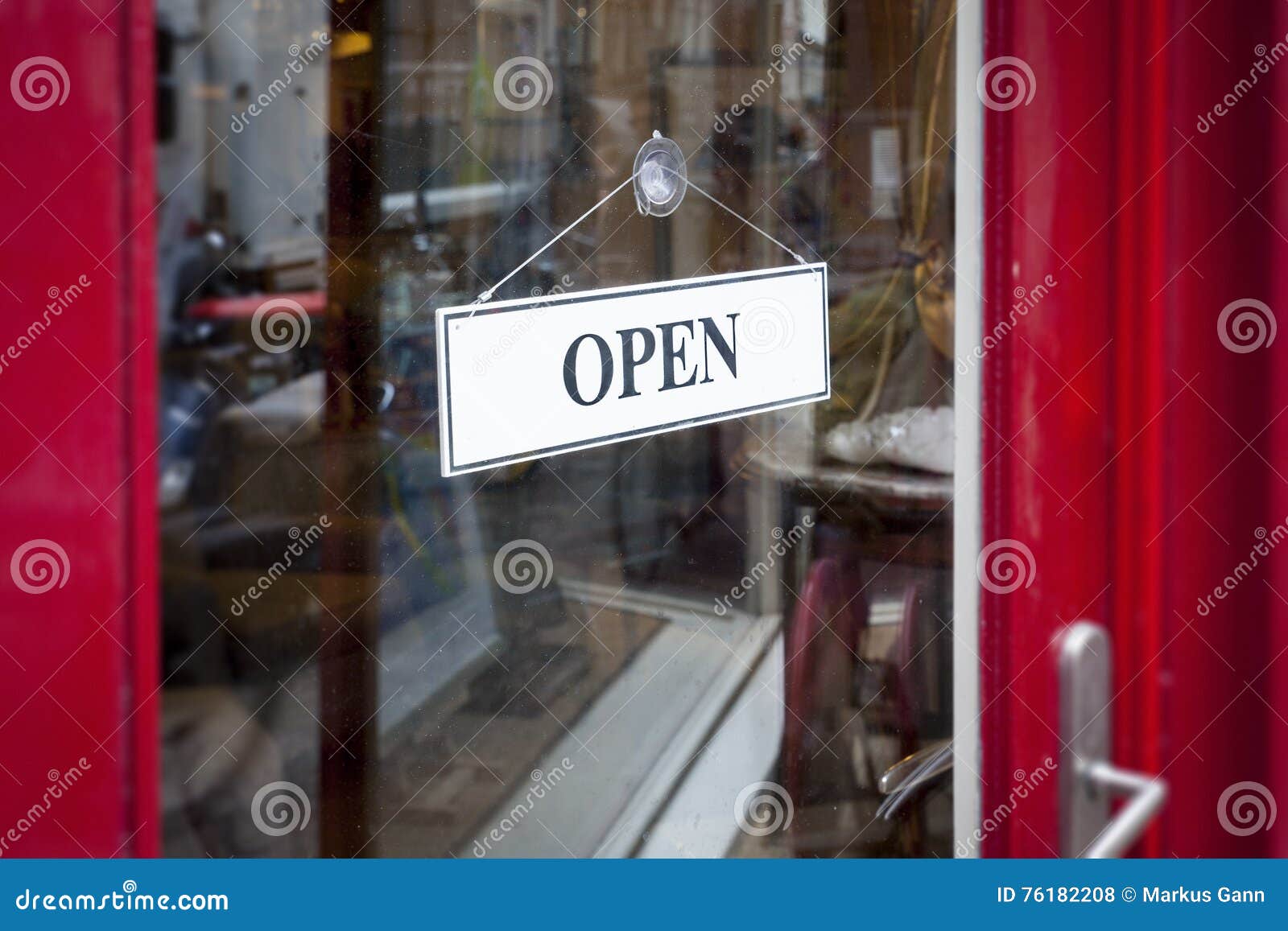 An Open Sign at the Shop Door Stock Photo - Image of glass, board: 76182208
