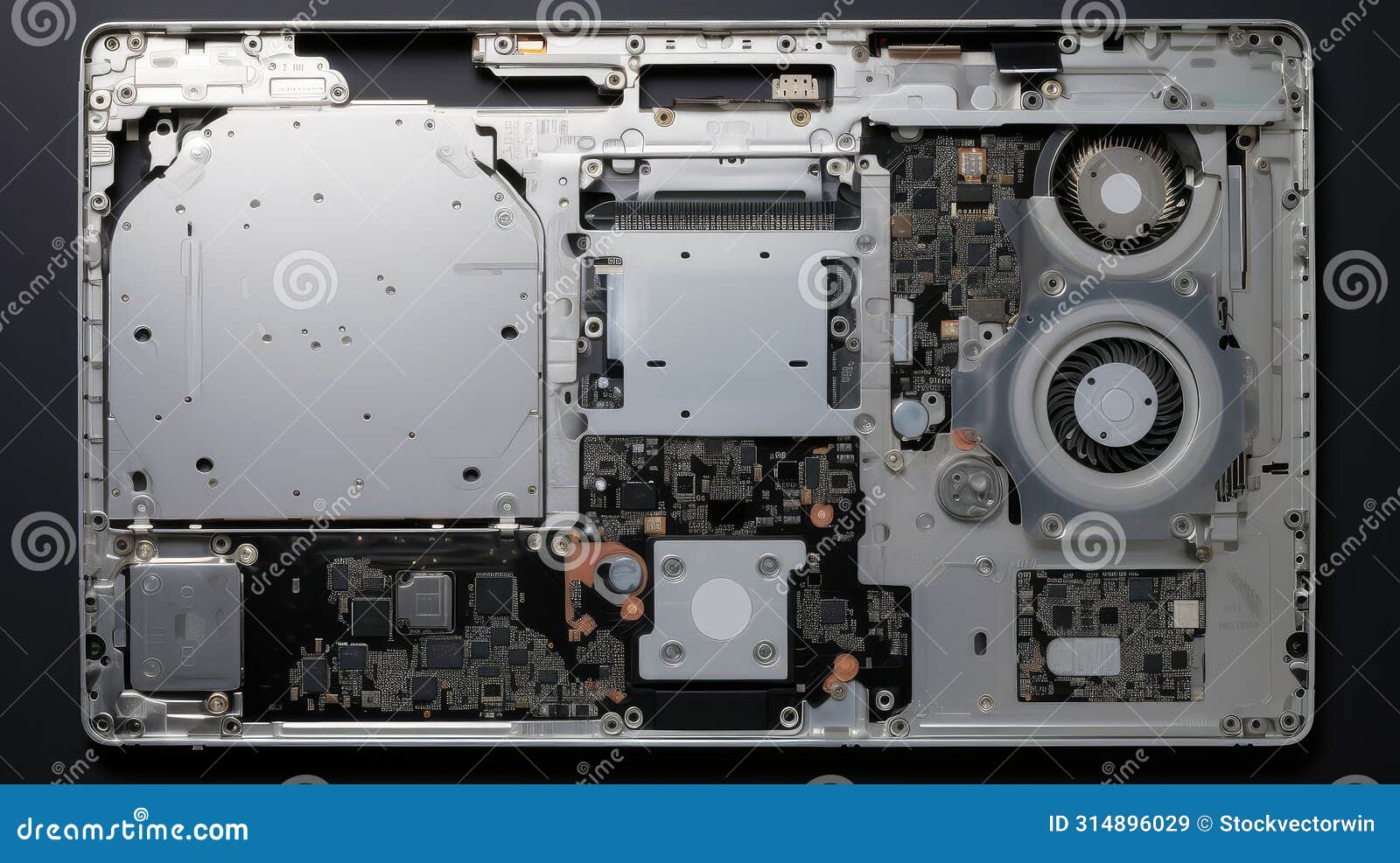 Open Silver Back of Computer Stock Illustration - Illustration of view ...