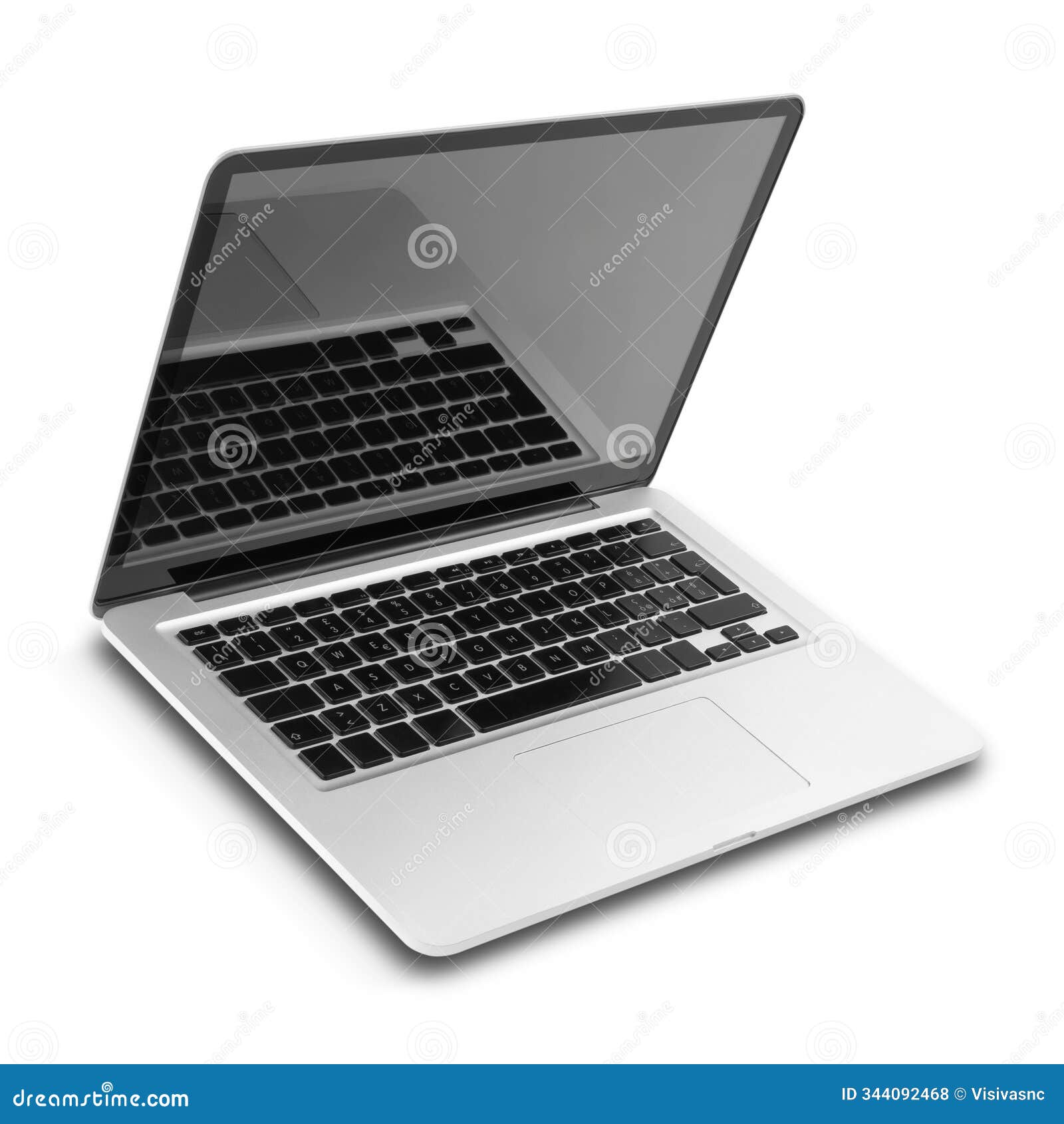 Open Silver Laptop Notebook Computer Isolated on White Background Stock ...