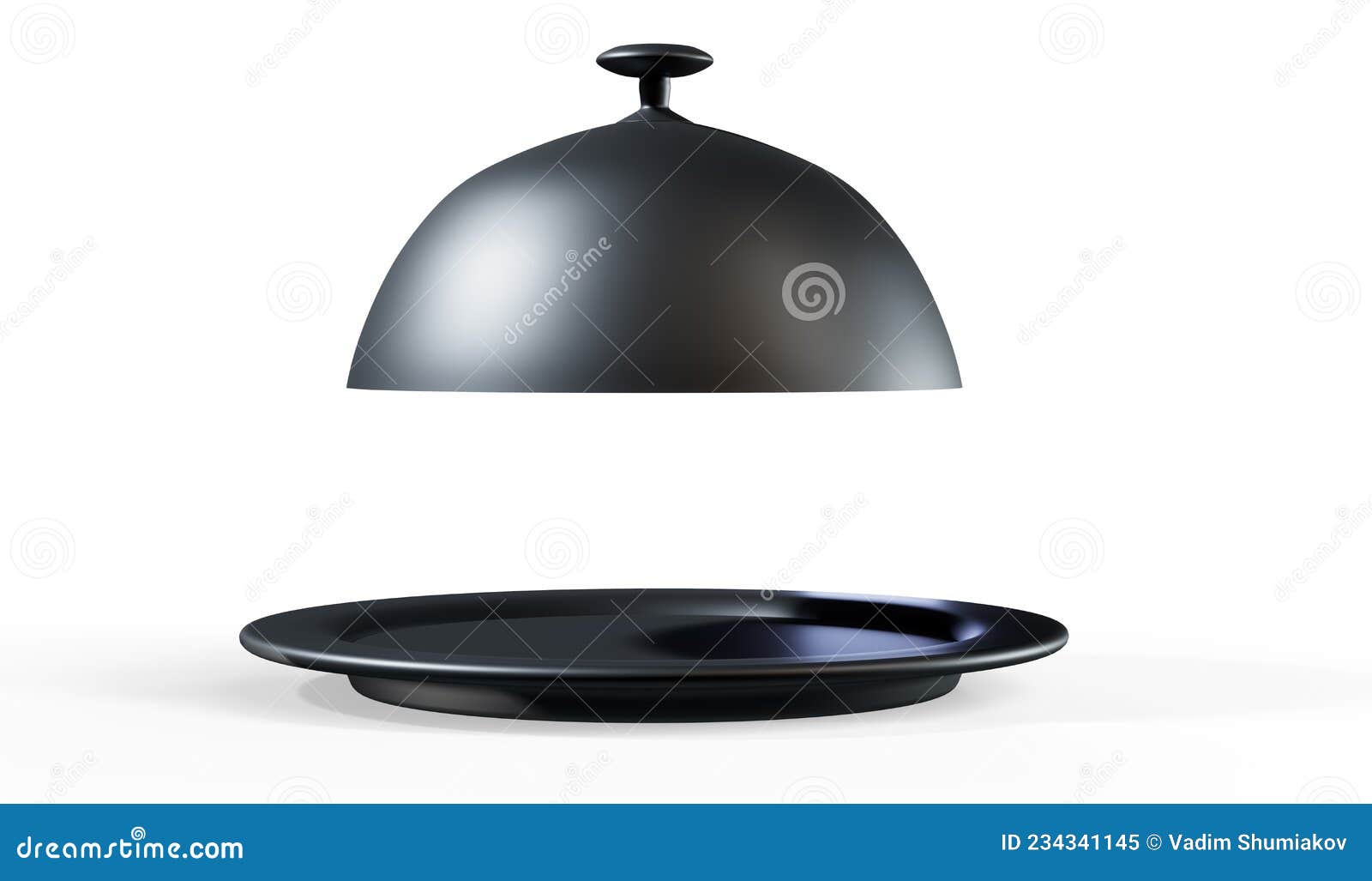 Open Silver Steel Serving Cloche Isolated on a White Background. 3d ...