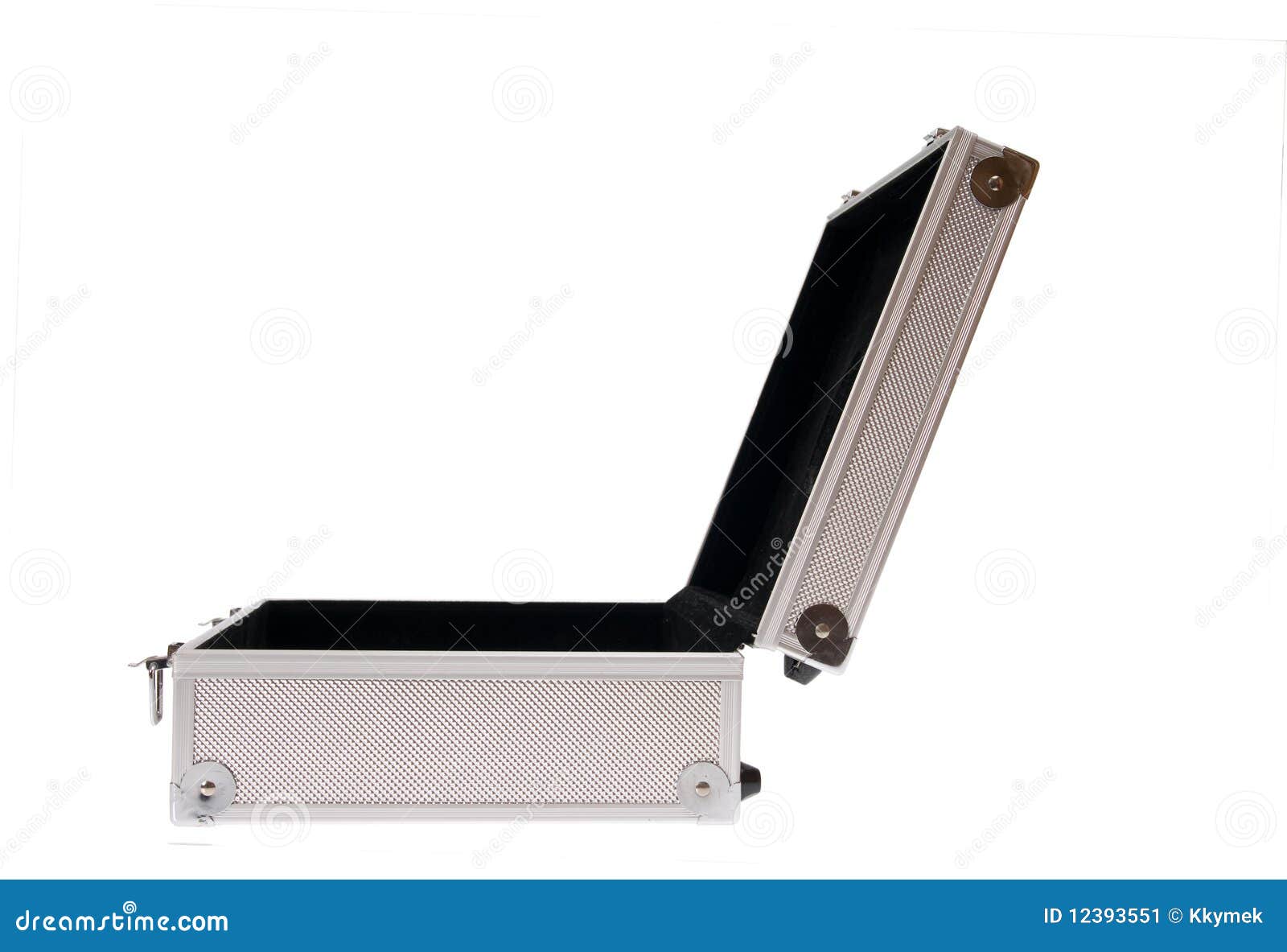 Open Silver Suitcase Isolated Stock Image - Image of toolbox, metal ...