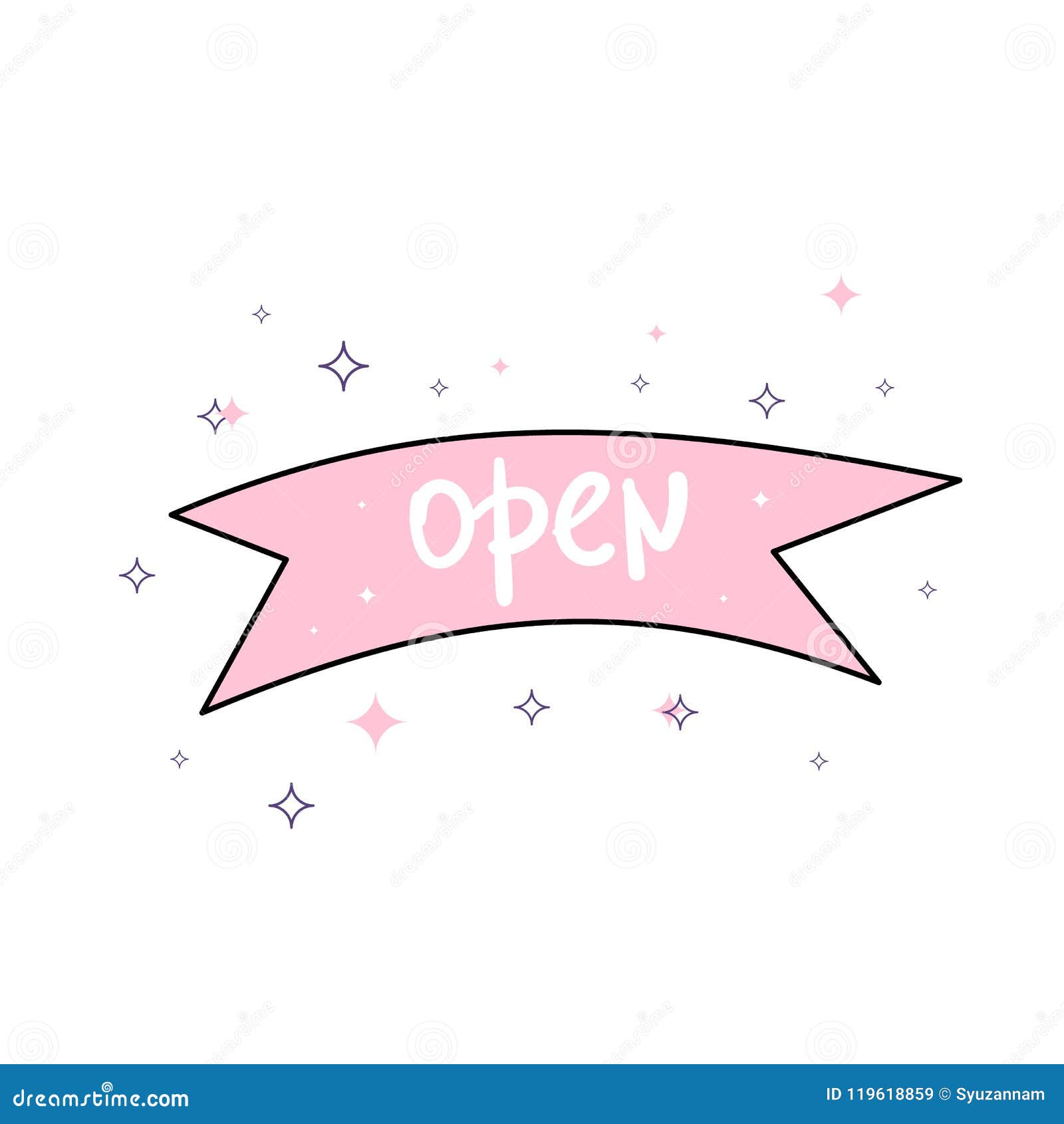 Open Banner Isolated on White Background. Vector Illustration. Stock ...