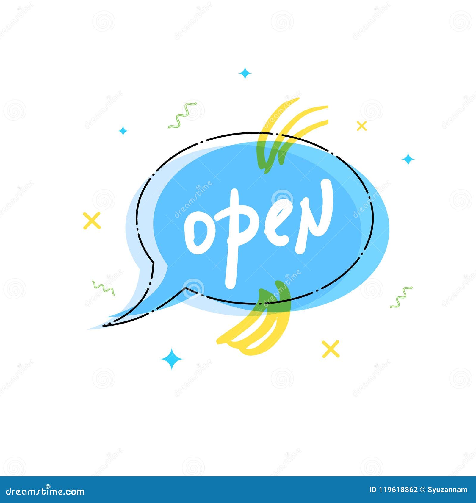 Open Banner Isolated on White Background. Vector Illustration. Stock ...