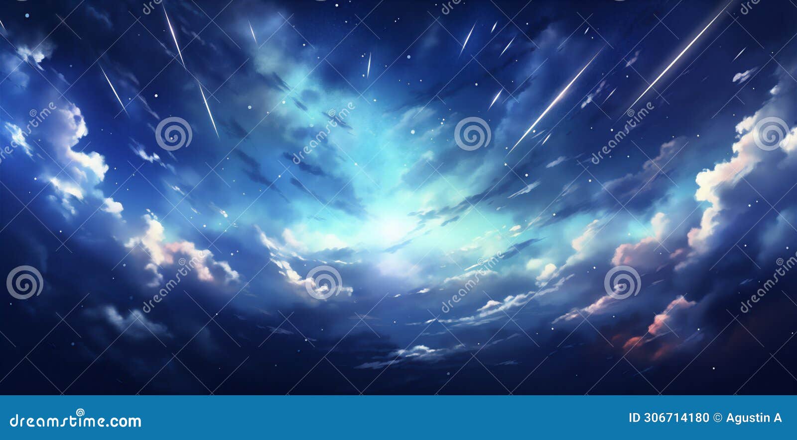 Open Sky Illustration Cloudy, Dramatic Lights Stock Illustration ...