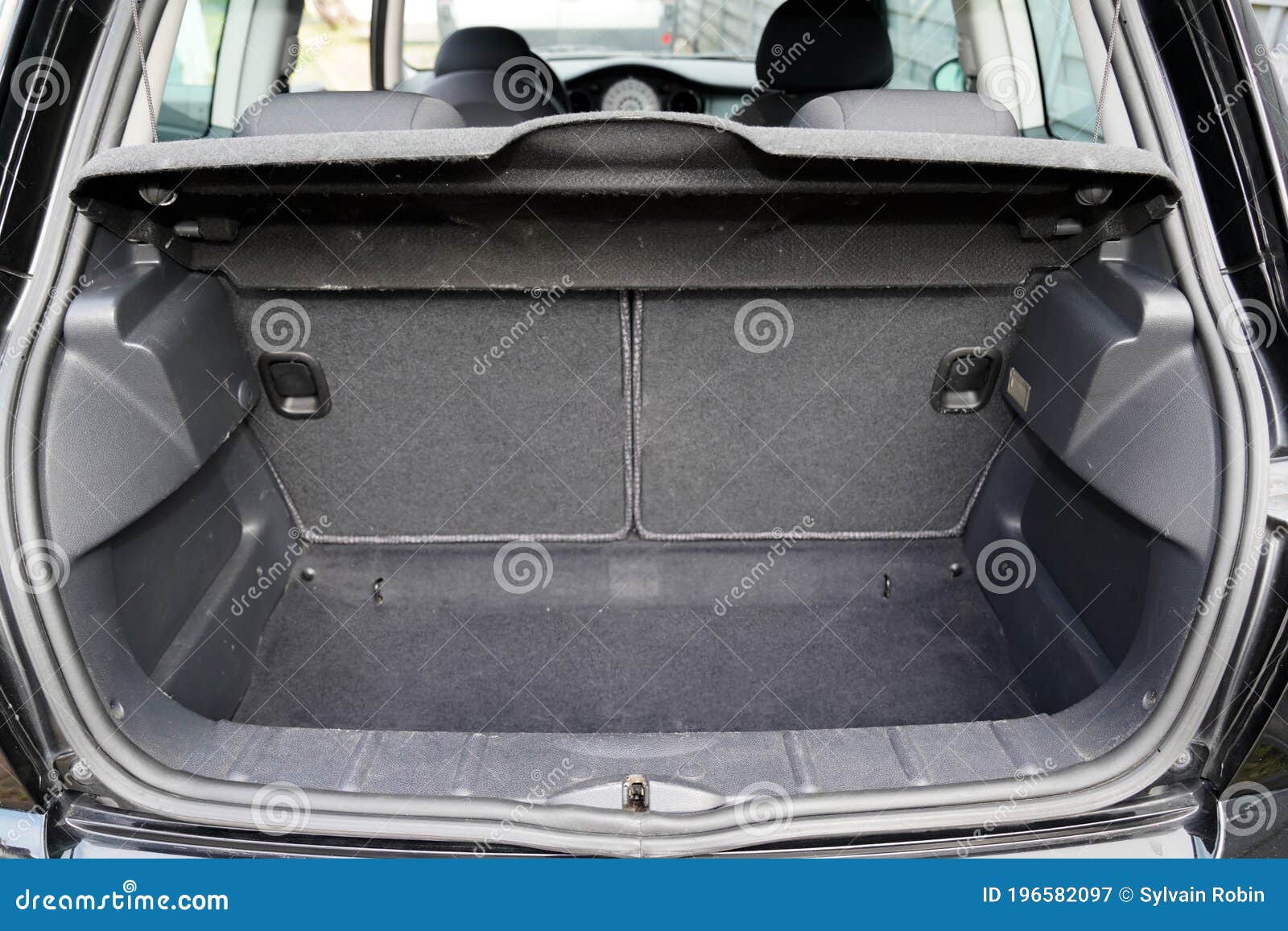 Open Small Black Trunk Rear in Modern Small City Car Stock Image ...