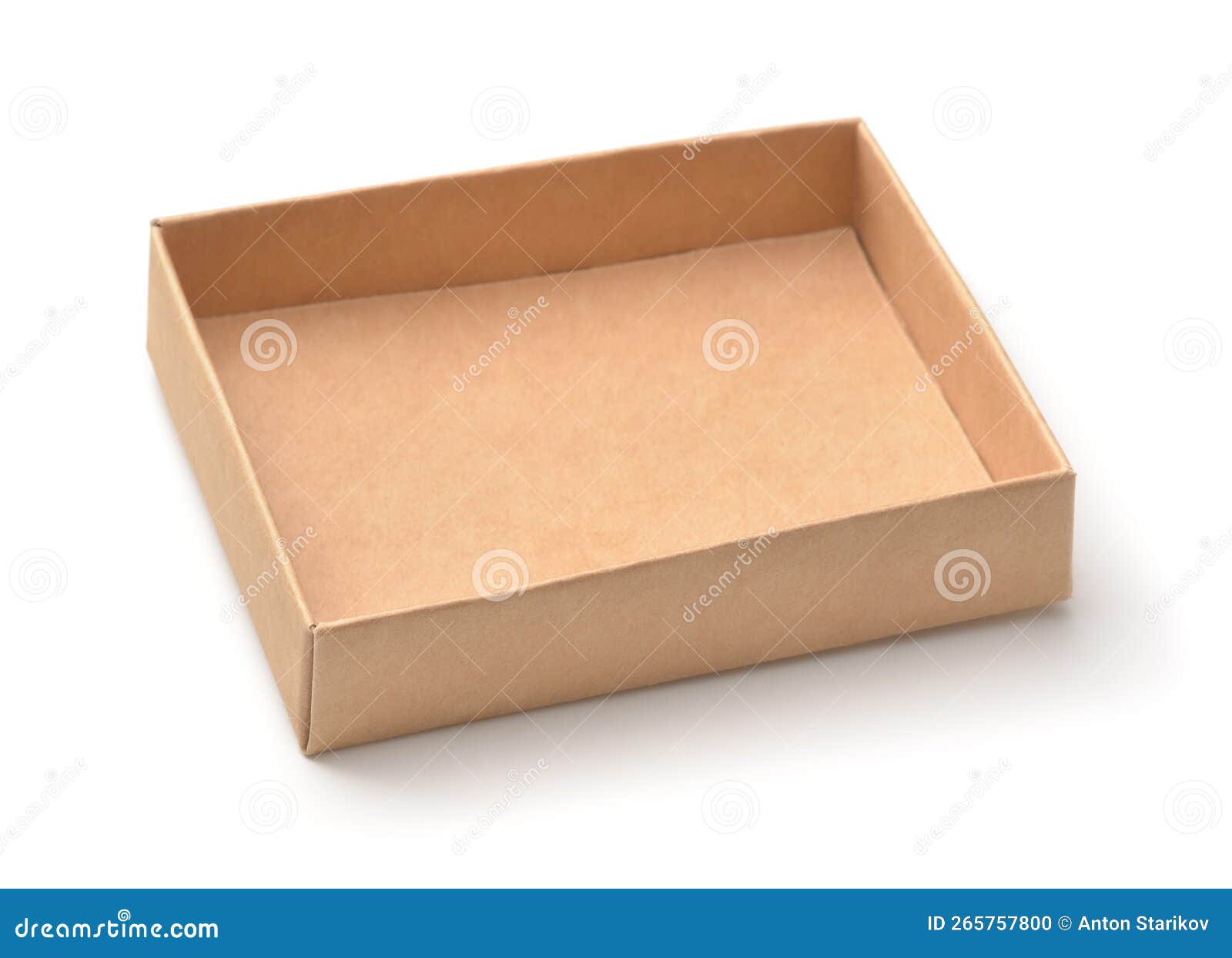 Open Small Flat Brown Paper Box Stock Photo - Image of empty, board ...