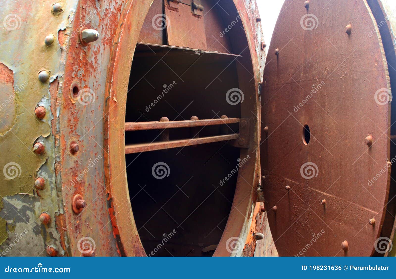 OPEN SMOKE STACK DOOR on the FRONT of an OLD RUSTED FLAKING STEAM ...