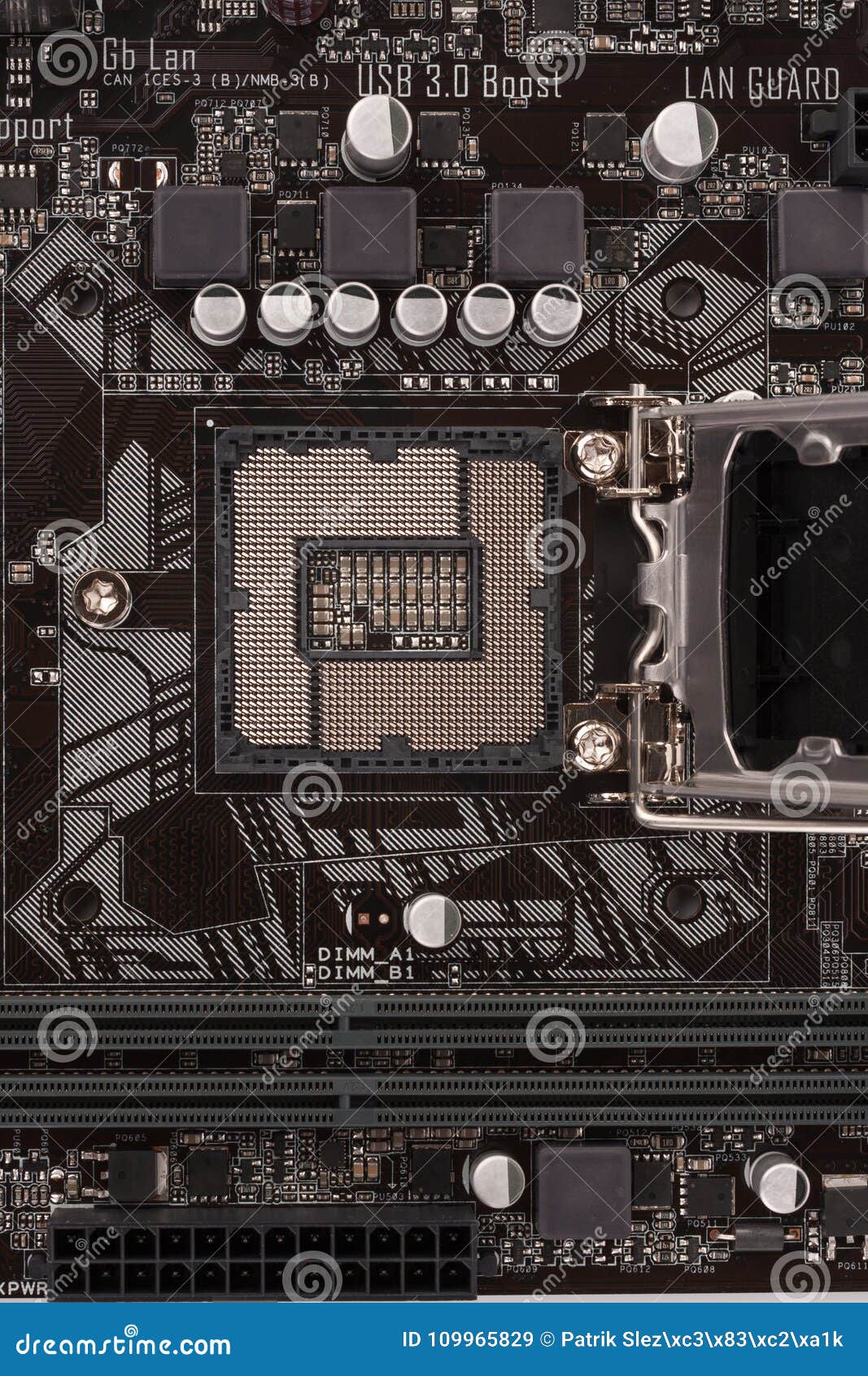 Open Socket for Processor on Motherboard for Office PC, Close Up Stock ...