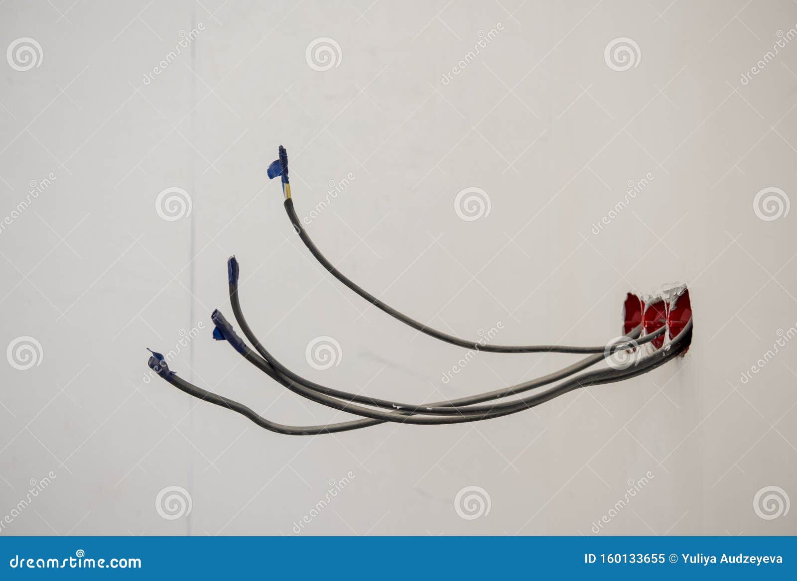 Open Sockets in the Wall with Wires Stock Image - Image of house, line ...