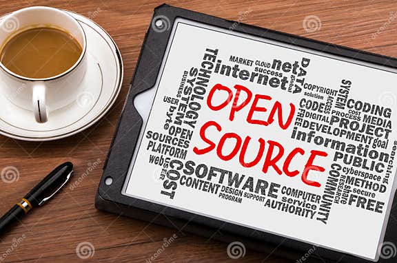 Open Source Handwritten with Related Word Cloud Stock Photo - Image of ...