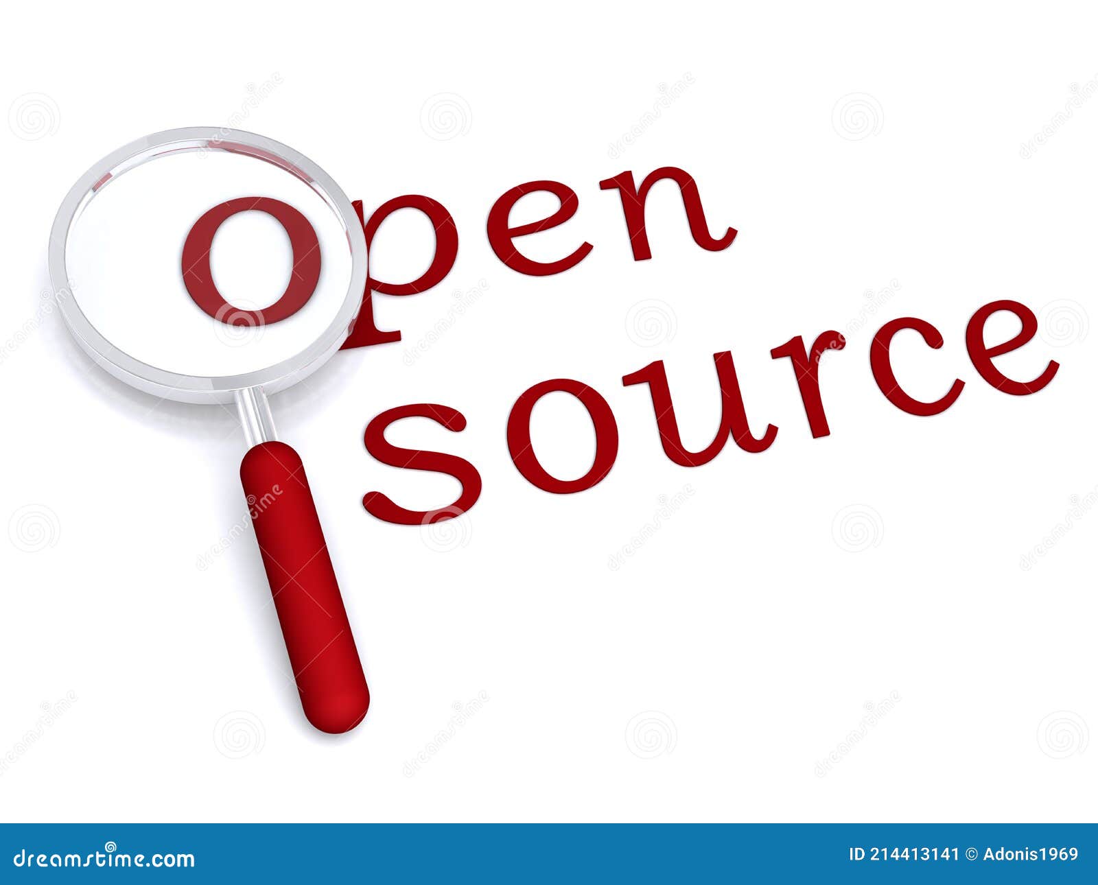 Open Source with Magnifiying Glass Stock Illustration - Illustration of ...