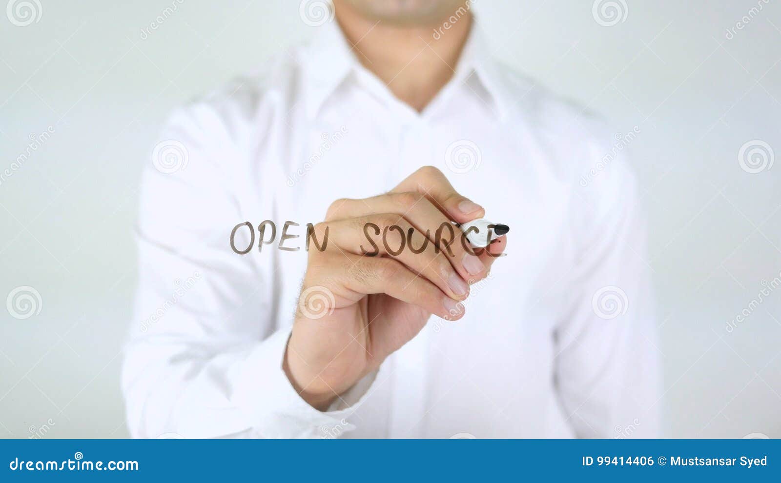 Open Source, Man Writing on Glass Stock Photo - Image of diagram ...