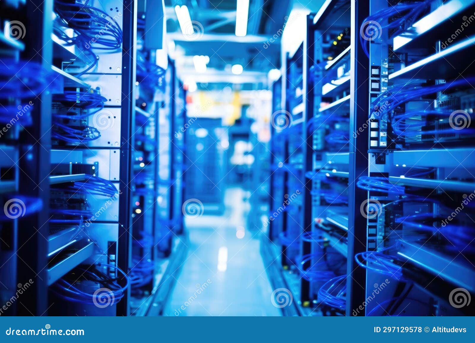 Open Source Server Hardware in a Cool, Blue Server Room Stock Photo ...