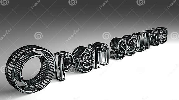 Open Source Sign in Silver and Glossy Letters Stock Illustration ...